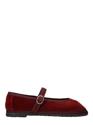 FLABELUS Flabelus Pierre Sienna Velvet Mary-Jane Flats Red/dark