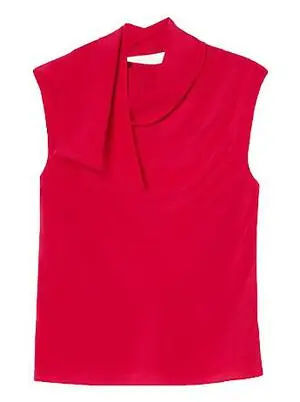 Whistles Cowl Neck Sleeveless Silk Top - Red