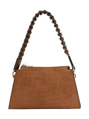 REISS Avery Mock-croc Suede Shoulder Bag - Tan