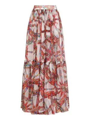 Dolce & Gabbana Carretto-print Long Chiffon Skirt - Multicolor