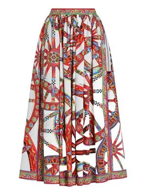 Dolce & Gabbana Carretto-print Poplin Long Skirt - Multicolor