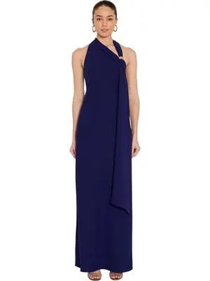 Amanda Uprichard Amanda Uprichard Sonya Maxi Dress With Gold-Cuffed Neck Tie Navy