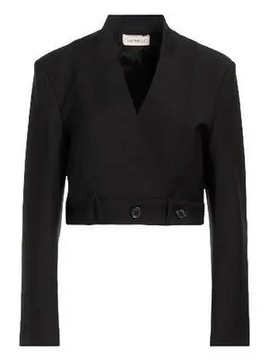 MEIMEIJ MEIMEIJ Black Double-Breasted Cropped Blazer