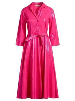 JUCCA Cotton Midi Dress With Metallic Coated Effect - Fuchsia