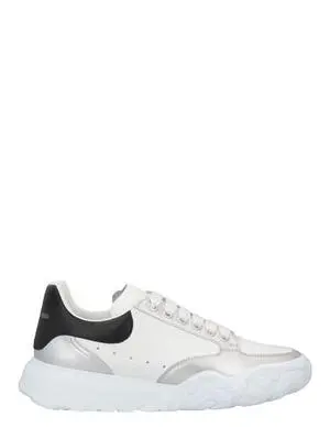 Alexander McQueen Leather Lace-up Low-top Sneakers - Silver