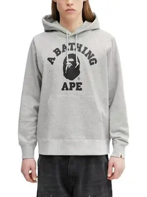 A BATHING APE College Logo-print Hoodie - Grey