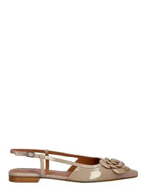 BILLI BI Slingback Ballet Flats With Floral Detail - Neutrals