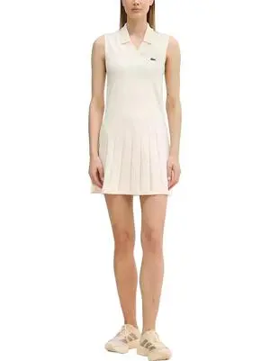 Lacoste Pleated Sleeveless Mini Dress - Neutrals