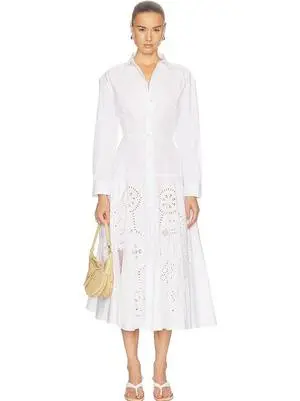 Polo Ralph Lauren Collared Long Sleeve Shirt Dress - White