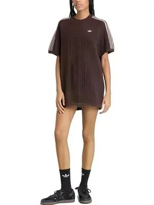 Adidas Crochet Knit Logo-embroidered Mini Dress - Brown