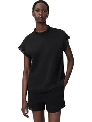 ALLSAINTS Lace Trim Cotton Tank Top - Black
