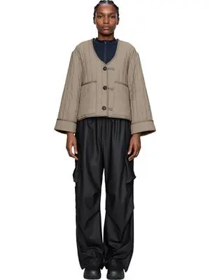 Rains Quilted Nylon Liner Jacket With V-neck - Cinder