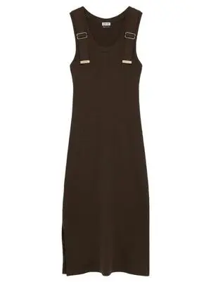 Loewe Cotton Ribbed Maxi Dress With Adjustable Straps - Brown