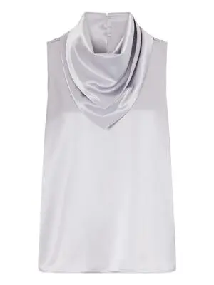 VIOLANTE NESSI Innamorato Satin Draped Top - Silver
