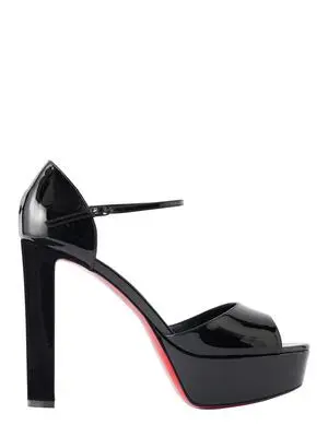 CHRISTIAN LOUBOUTIN Mirrored-leather Platform Sandals - Black