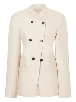 Khaite Rolo Double-breasted Wool And Silk-blend Blazer - Neutrals