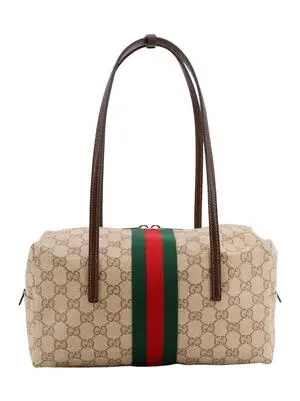 Gucci GUCCI Melrose GG Fabric Shoulder Bag Cream