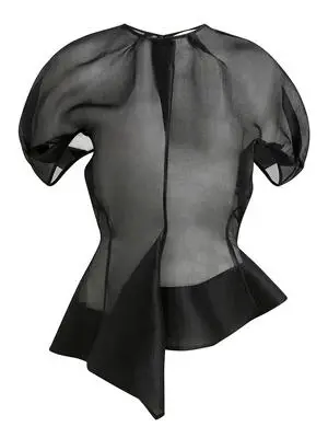 Khaite Rumi Draped Silk-organza Top - Nero