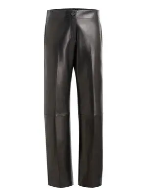 Khaite Mita Trousers In Plongé Leather - Nero