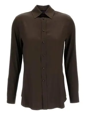 Ralph Lauren Camicia In Seta Cameron - Marrone