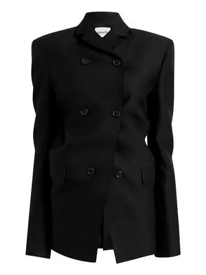 Khaite Rolo Double-breasted Wool And Silk Blend Jacket - Nero