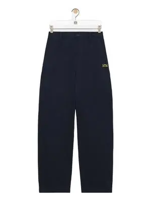Loewe Loewe Embroidered Wide-Leg Trousers Deep Navy Blue