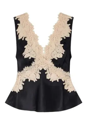 RIXO RIXO Lace-Trimmed Sleeveless Vest