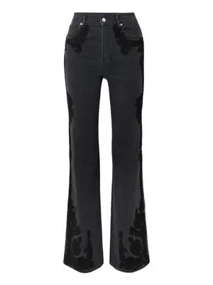 Veronica Beard Crosbie High-rise Embroidered Wide-leg Jeans - Black