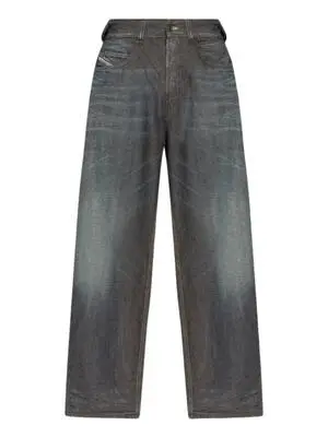 DIESEL® Wide-leg Jeans With Washed Effect - Black
