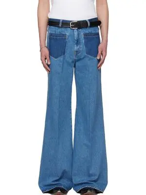LU'U DAN Bruce Lee Collaboration Nocturnal Flare Jeans - Blue