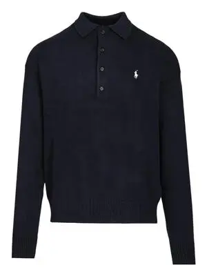 Polo Ralph Lauren Long Sleeve Crewneck Jumper With American Flag Detail - Black