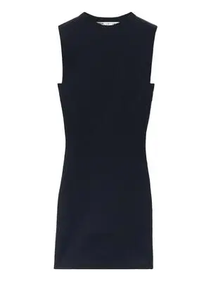 Alexander Wang Rib-knit High-neck Mini Dress - Black
