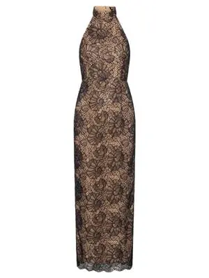 ROTATE BY BIRGER CHRISTENSEN Floral Lace Halterneck Maxi Dress - Black