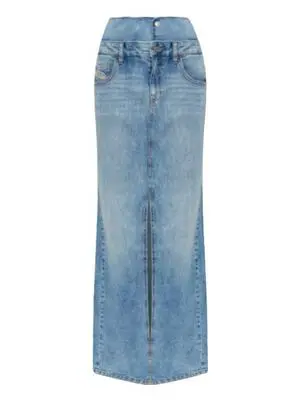 DIESEL® High-waisted Maxi Denim Skirt With Slits - Blue
