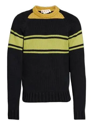 Marni Striped Logo Patch Sweater - Black