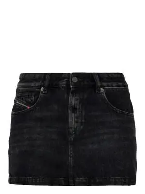 DIESEL® Logo Patch Denim Skirt - Black