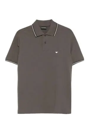 Emporio Armani Emporio Armani Tipped Trim Polo Shirt Brown