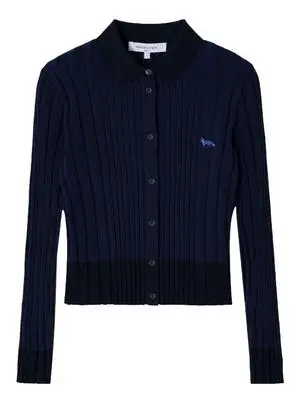 Maison Kitsuné Logo Embroidered Cardigan - Black