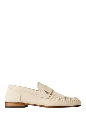 JIMMY CHOO Ellis Etched Velvet Suede Loafers - Bone