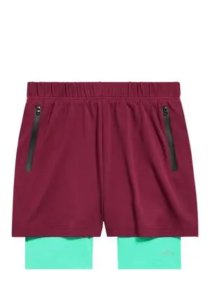 Balenciaga Double-layer Techwear Shorts With Logo Detail - Silver