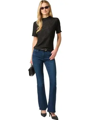 ADRIANNA PAPELL Adrianna Papell Short Sleeve Mock Neck Textured Knit Top