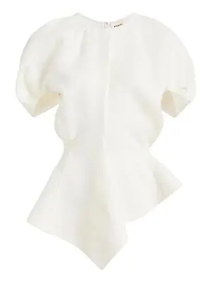 Khaite Rumi Draped Asymmetrical Hem Top - Natural
