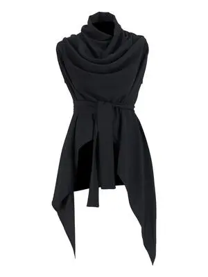 MA MULIER Crepe Design Blouse With Belt - Black