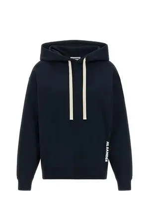 JIL SANDER JIL SANDER Cotton Hoodie With Logo Detail Blue