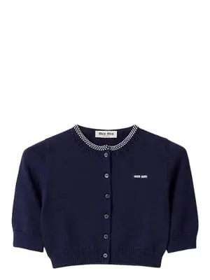 Miu Miu Cropped Cardigan With Logo Detail - Multicolor