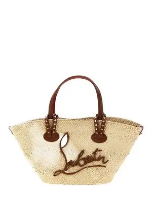 CHRISTIAN LOUBOUTIN Cabata" Mini Handbag In Woven Raffia - Cream