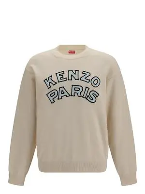 Kenzo KENZO Paris Emblem Embroidered Wool And Cotton Sweater Multicolor