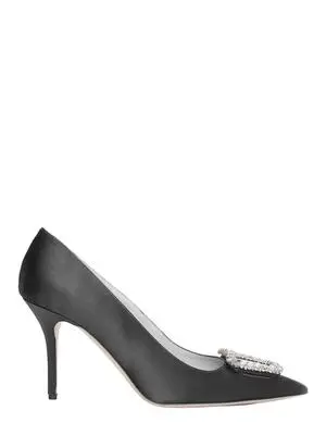 EMILIA WICKSTEAD Sophia Jewel Buckle Shoe In Satin - Black