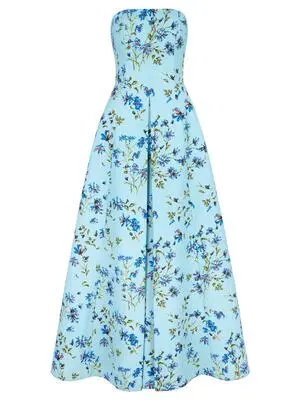 EMILIA WICKSTEAD Ragna Strapless Floral Print Maxi Dress - Blue
