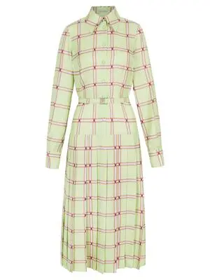 EMILIA WICKSTEAD Emilia Wickstead Lime & Check Silk Twill Juul Dress